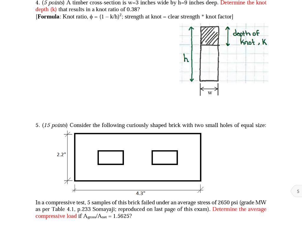Solved 4. (5 points) A timber cross-section is w=3 inches | Chegg.com