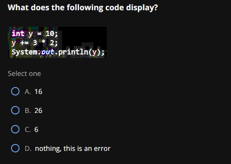 Solved What does the following code display? ﻿int | Chegg.com