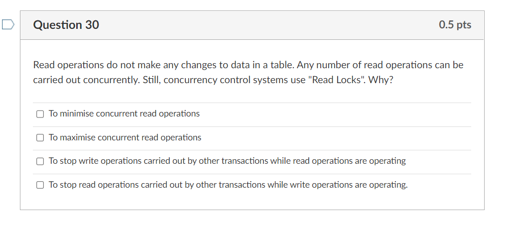 Solved Read operations do not make any changes to data in a | Chegg.com