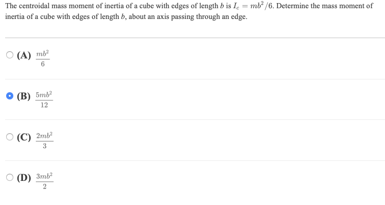 Solved The centroidal mass moment of inertia of a cube with | Chegg.com
