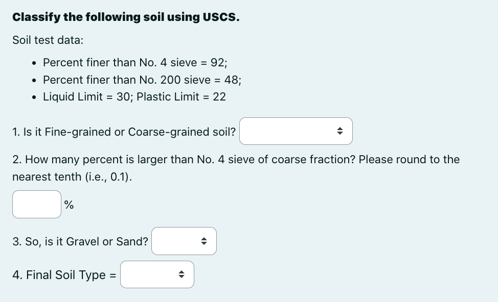 Solved Classify the following soil using USCS. Soil test | Chegg.com