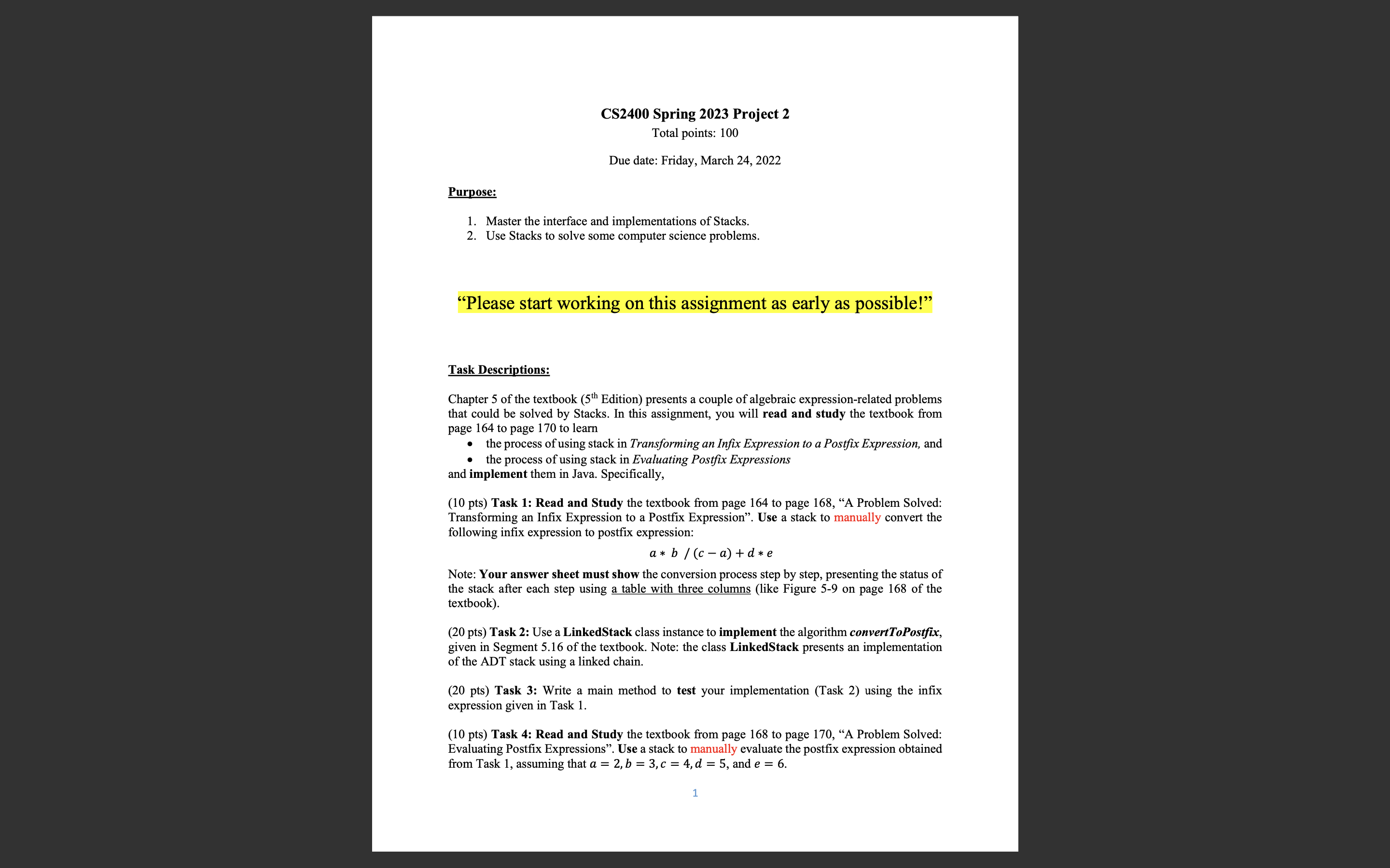 Solved "Please start working on this assignment as early as | Chegg.com