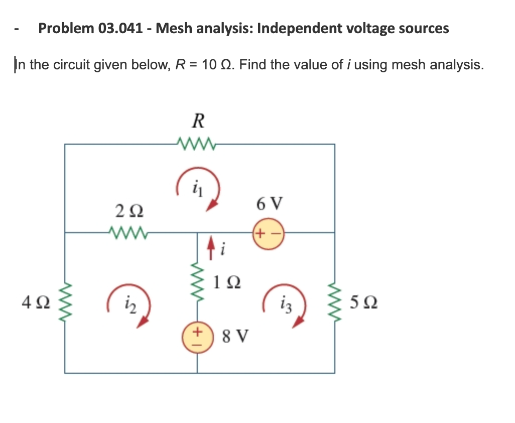 Solved Problem 03 041 Mesh Analysis Independent Voltage