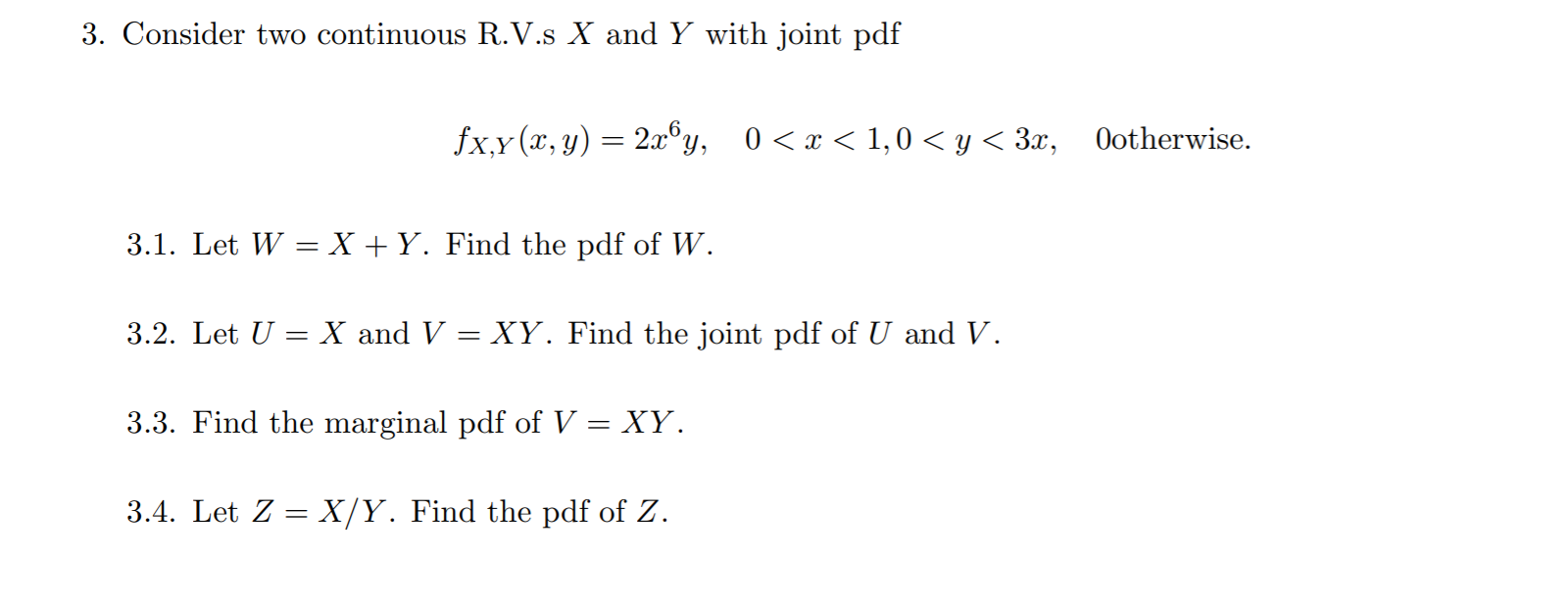 3. Consider two continuous R.V.s X and Y with joint | Chegg.com