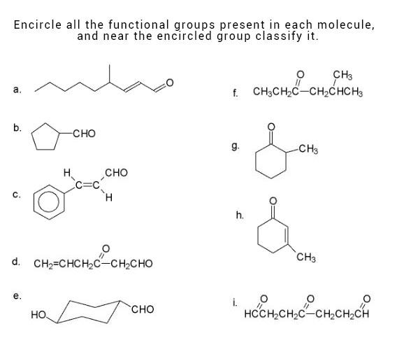 Solved Encircle all the functional groups present in each | Chegg.com