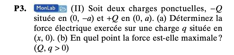 Solved P3. 2 MonLab (II) Soit deux charges ponctuelles, -Q | Chegg.com