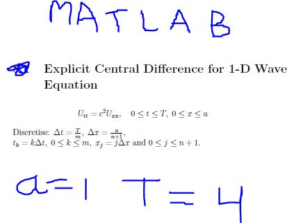 Solved MATLAB 70 Explicit Central Difference for 1-D Wave | Chegg.com