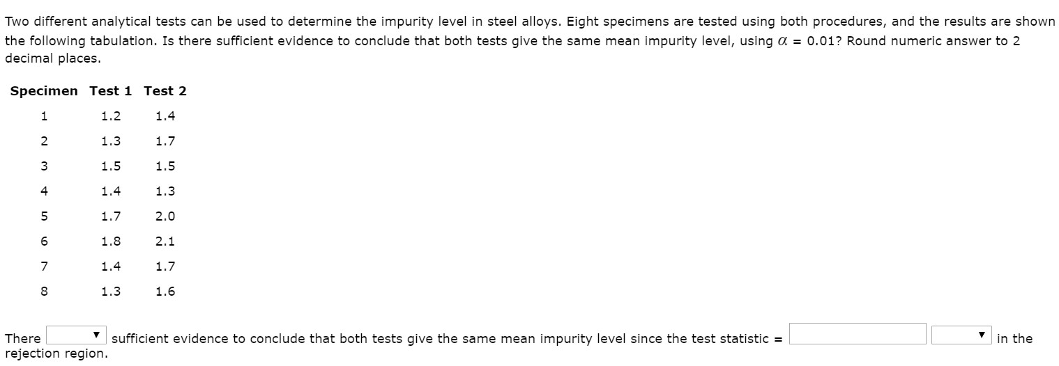 Solved Two different analytical tests can be used to | Chegg.com