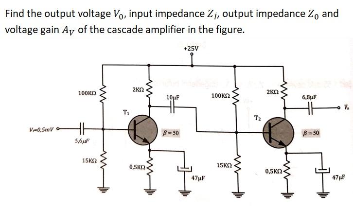 Solved Find the output voltage Vo, input impedance Zi, | Chegg.com