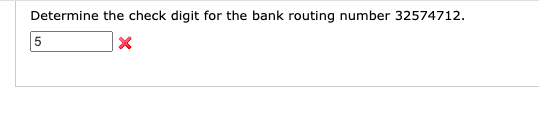 Solved Determine the check digit for the bank routing number | Chegg.com