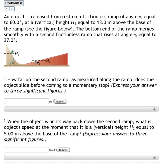 Solved Problem 8 An object is released from rest on a | Chegg.com