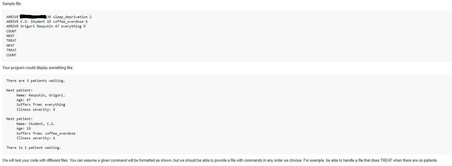 Solved In this lab you will make a Hospital simulator. | Chegg.com