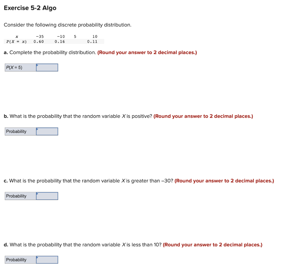 Solved Consider the following discrete probability | Chegg.com
