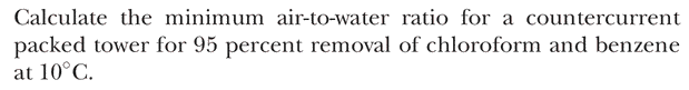 Solved Calculate the minimum air-to-water ratio for a | Chegg.com