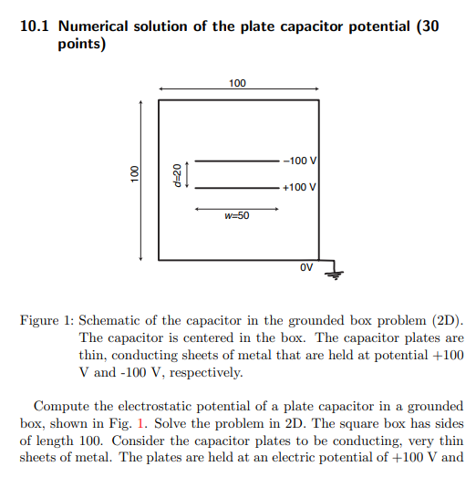Solved 10.1 Numerical solution of the plate capacitor | Chegg.com