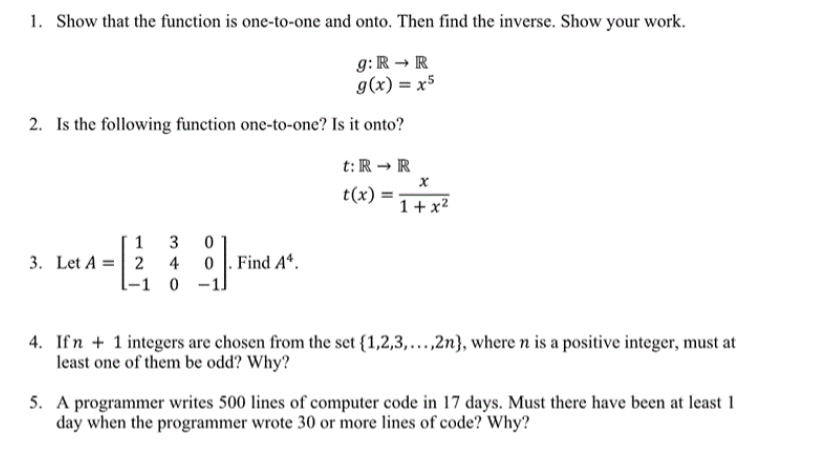 Solved 1. Show that the function is one-to-one and onto. | Chegg.com