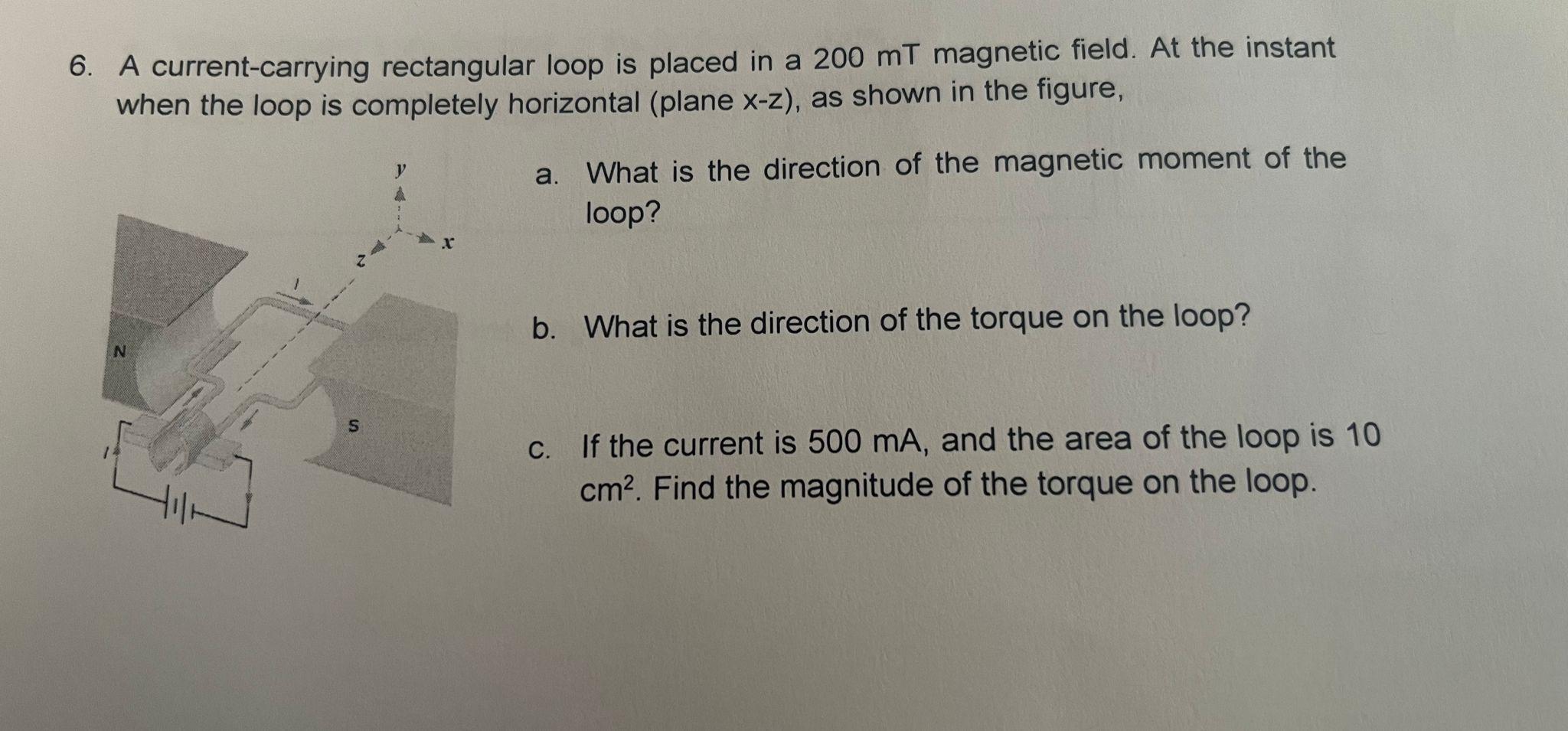 Solved 6. A current-carrying rectangular loop is placed in a | Chegg.com
