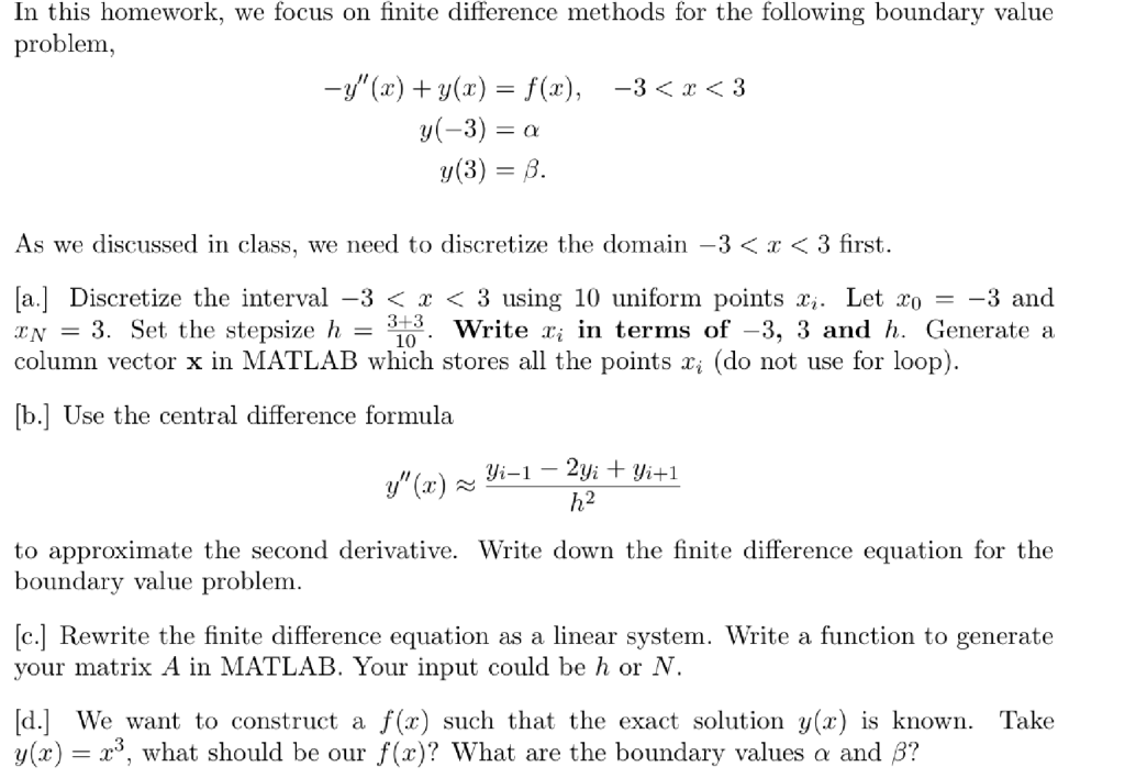 Solved In this homework, we focus on finite difference | Chegg.com