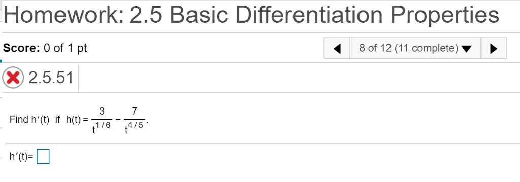 Solved Homework: 2.5 Basic Differentiation Properties Score: | Chegg.com
