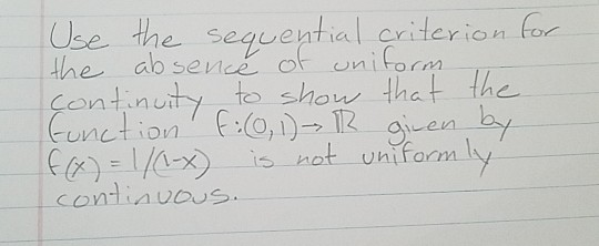 Solved Use the sequential criterion for the absence of | Chegg.com