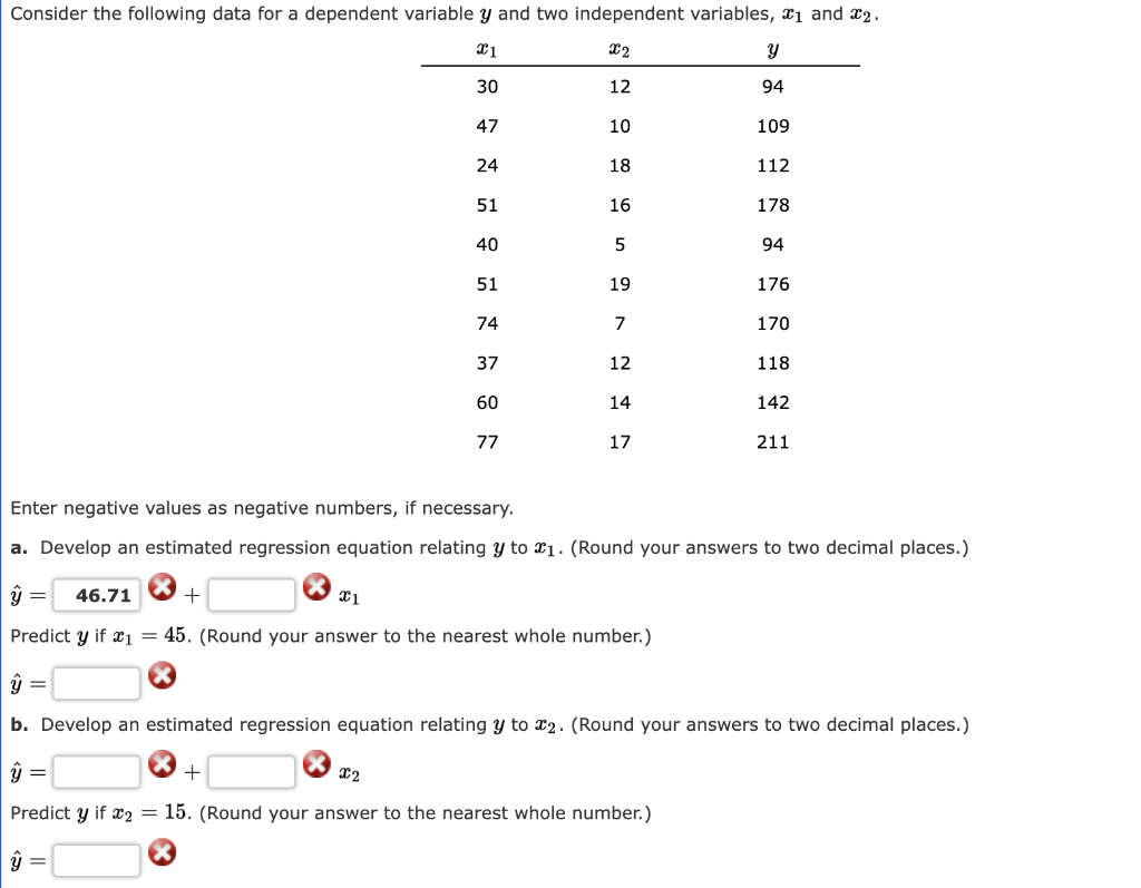 Solved Enter negative values as negative numbers, if | Chegg.com