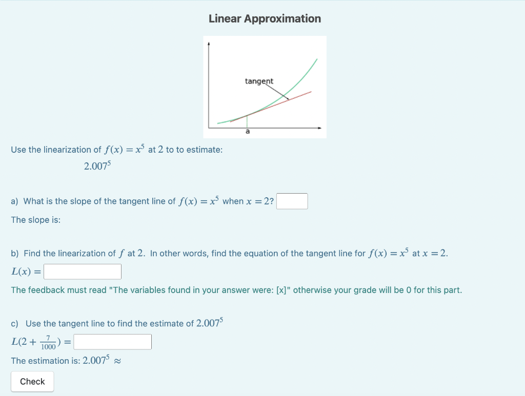 Solved Linear Approximation tangent Use the linearization of | Chegg.com