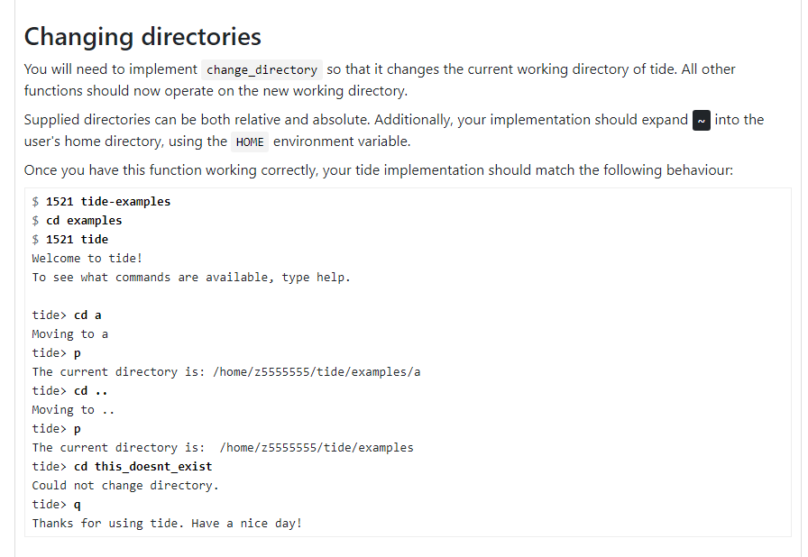 Solved You will need to implement change_directory so that | Chegg.com