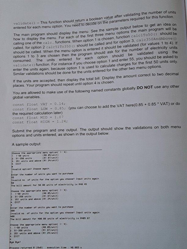 Solved Question 5 Write A Menu Driven Program To Calculate
