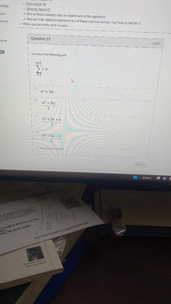 Solved Zero Matrix 3 All Ones Matrix E One Of These