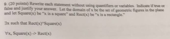 Solved 9. (20 points) Rewrite each statement without using | Chegg.com