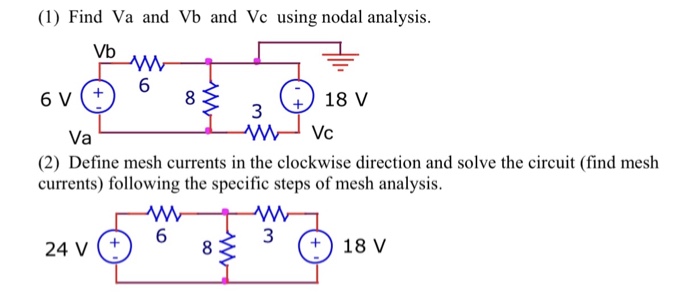 Solved (1) Find Va and Vb and Vc using nodal analysis. Vb 3 | Chegg.com