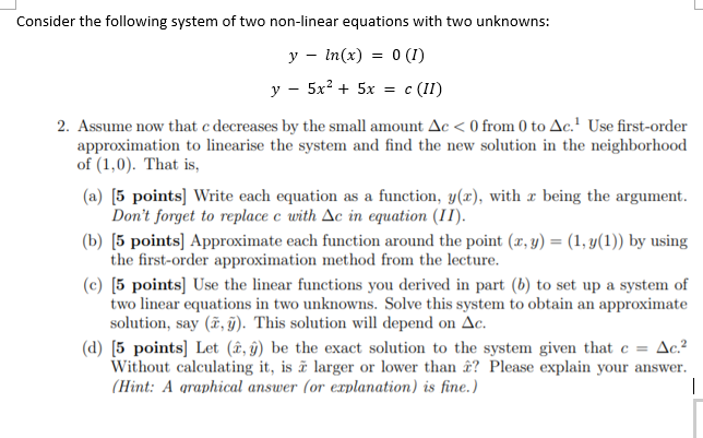 Solved Consider the following system of two non-linear | Chegg.com