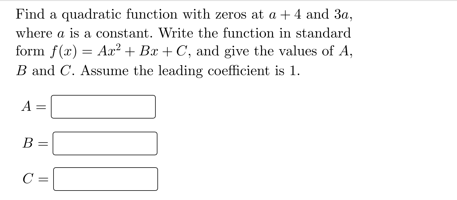 Solved Find A Possible Formula For The Quadratic Function 6926