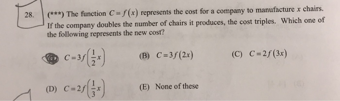 Solved 28, ( ) The function C=f(x) represents the cost for a | Chegg.com