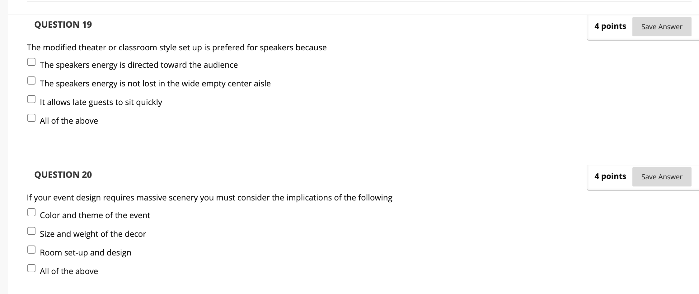 Solved An amenity in an event is best described as A | Chegg.com