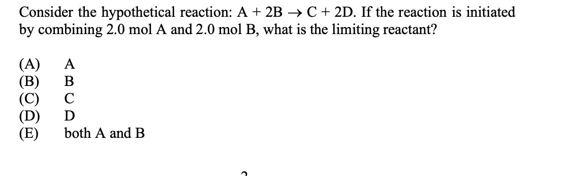Solved Consider The Hypothetical Reaction A 2b→c 2d If The