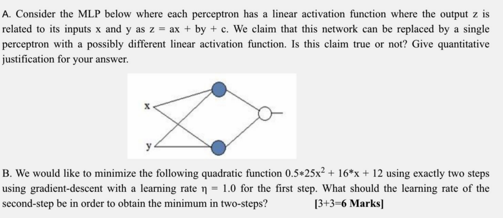 Solved A. Consider the MLP below where each perceptron has a | Chegg.com