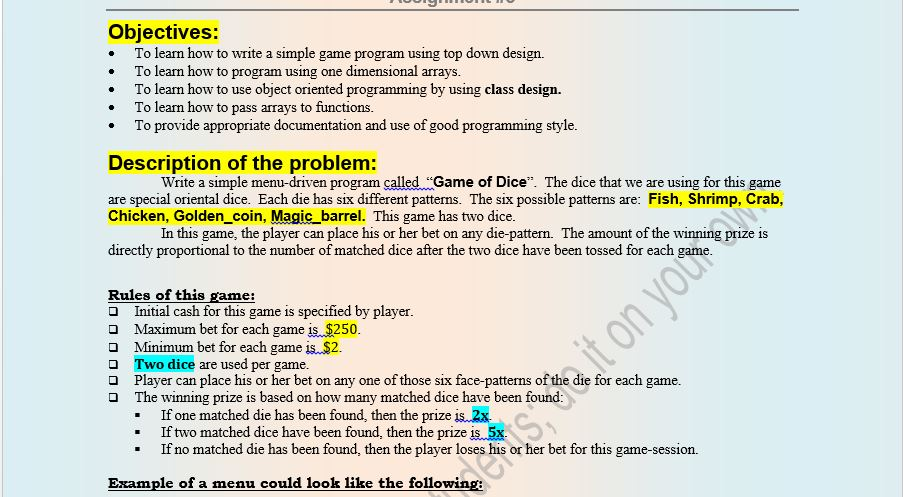 LLLLL Objectives: To learn how to write a simple game | Chegg.com