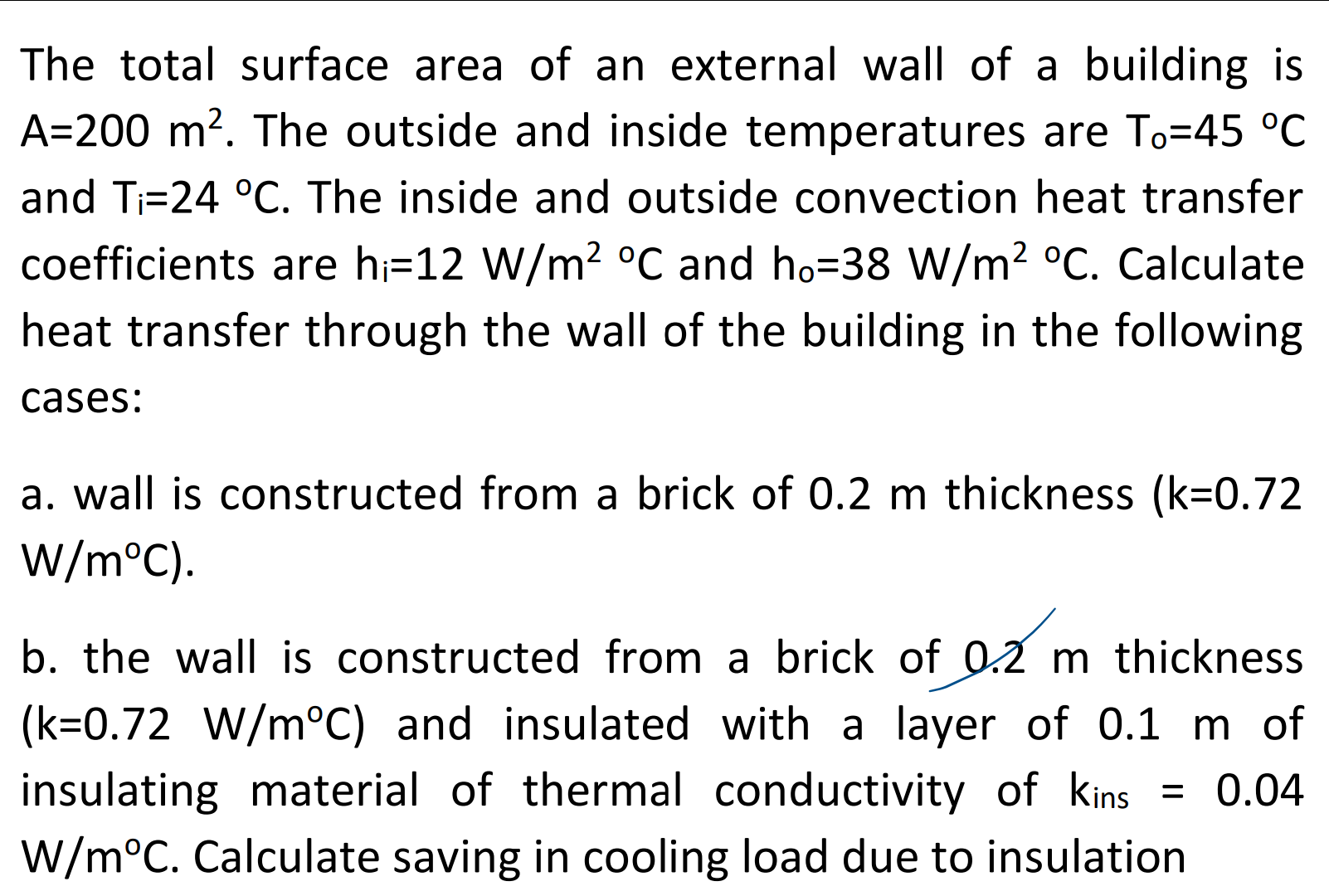 Solved The total surface area of an external wall of a | Chegg.com