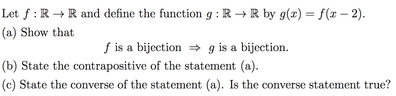 Solved Let f:R→R and define the function g:R→R by | Chegg.com