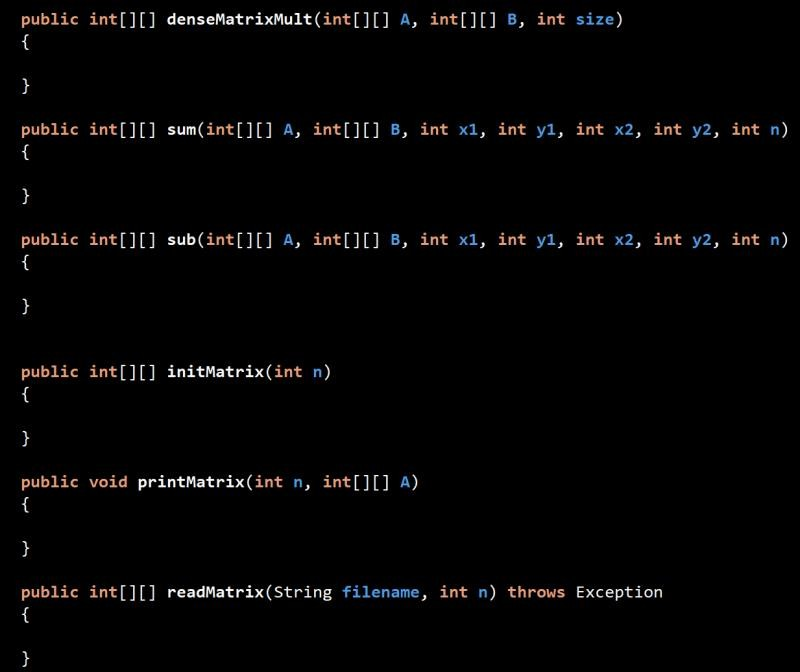 An assignment to implement the Strassen’s algorithm | Chegg.com