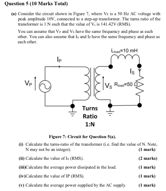 Solved Question 5 (10 Marks Total) (a) Consider the circuit | Chegg.com