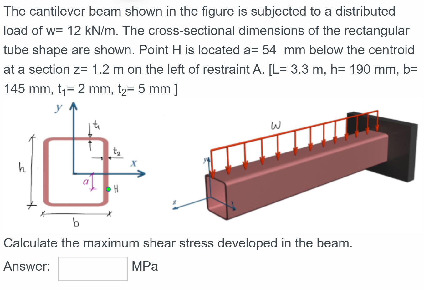 Solved The cantilever beam shown in the figure is subjected | Chegg.com