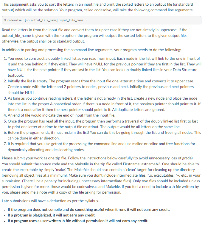 Solved This assignment asks you to sort the letters in an | Chegg.com