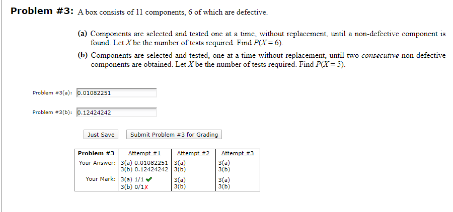 Solved Problem #3: A box consists of 11 components, 6 of | Chegg.com