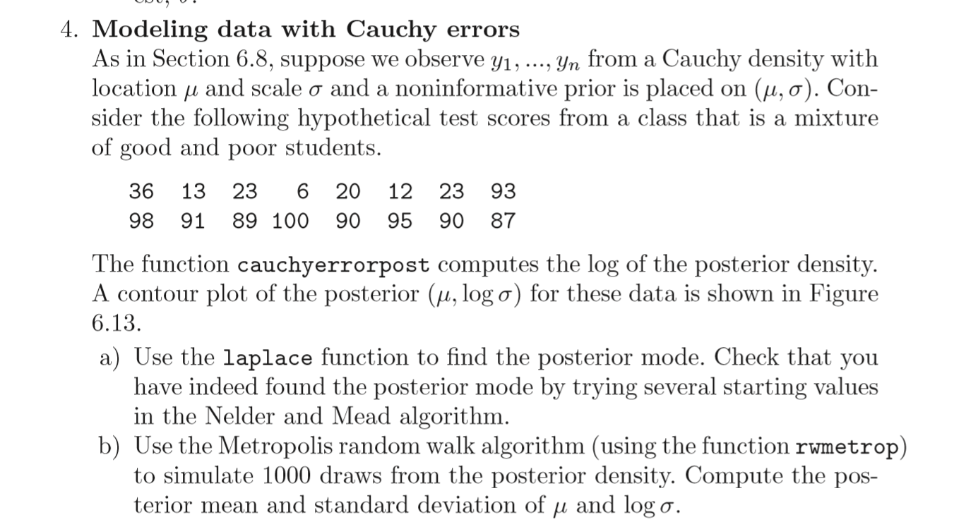 4 Modeling Data With Cauchy Errors As In Section