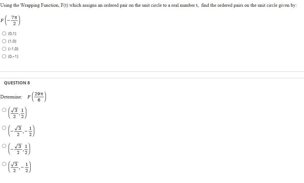 Solved Using the Wrapping Function, F(t) which assigns an | Chegg.com