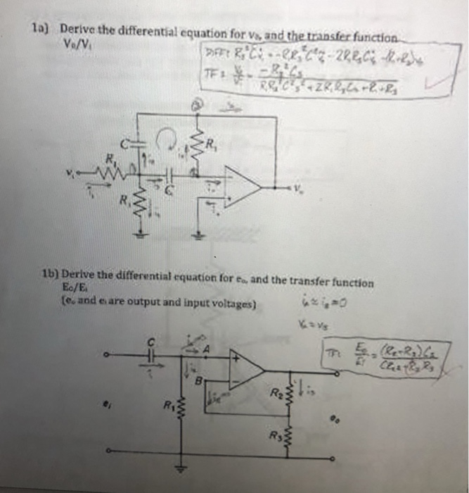 Solved 1a) Derive the differential equation for va and the | Chegg.com