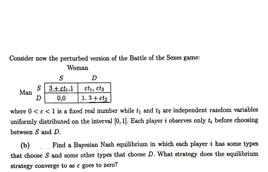 Solved Consider now the perturbed version of the Battle of | Chegg.com