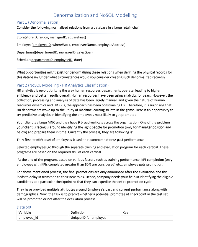 Solved Denormalization And Nosql Modelling Part 1